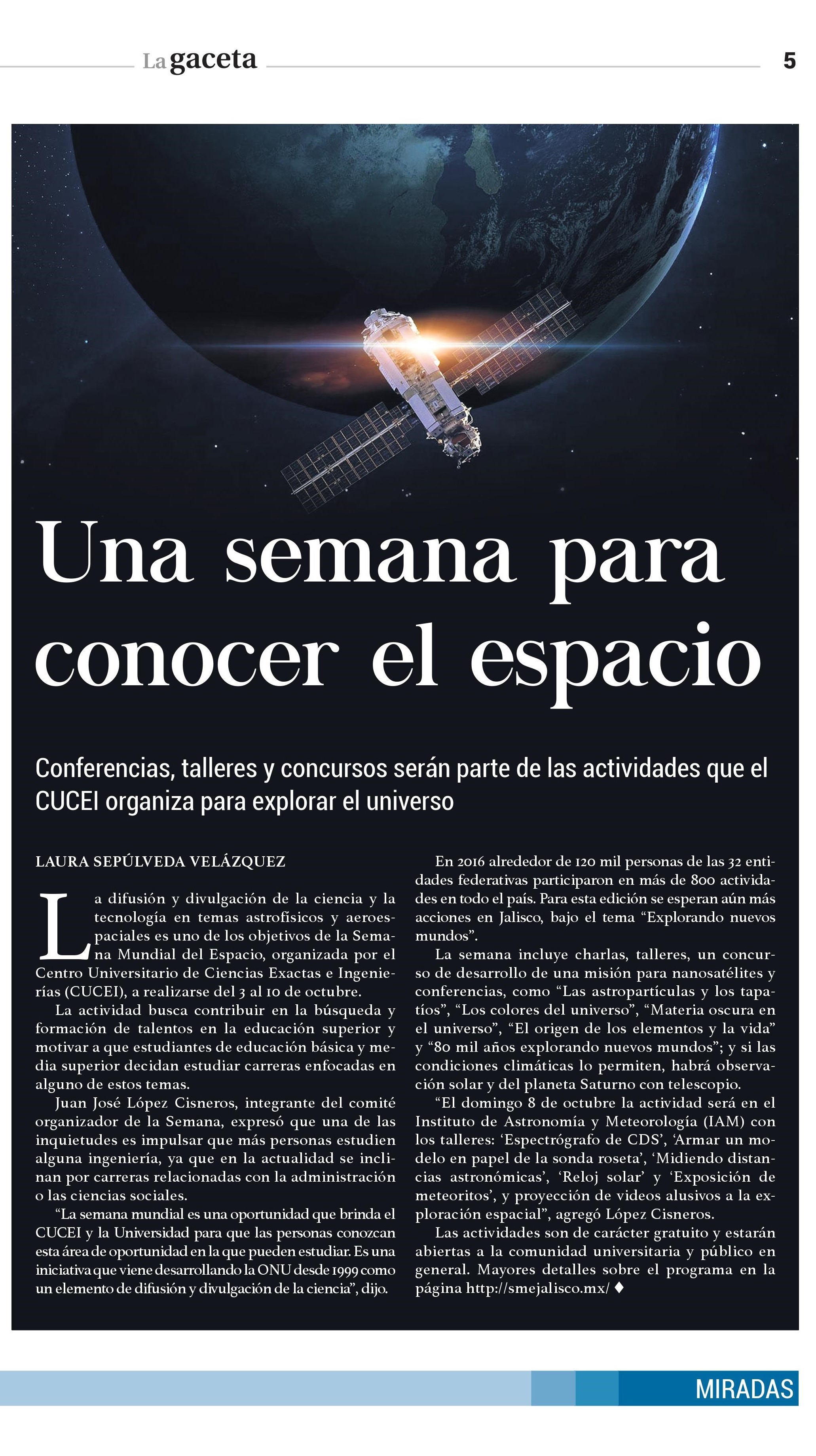 Una semana para conocer el espacio | Centro Universitario de Ciencias ...