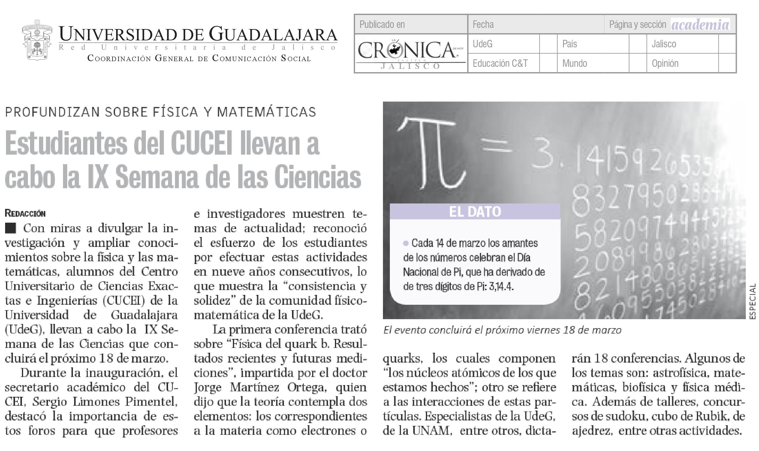 Estudiantes del CUCEI llevan a cabo la IX Semana de las Ciencias ...