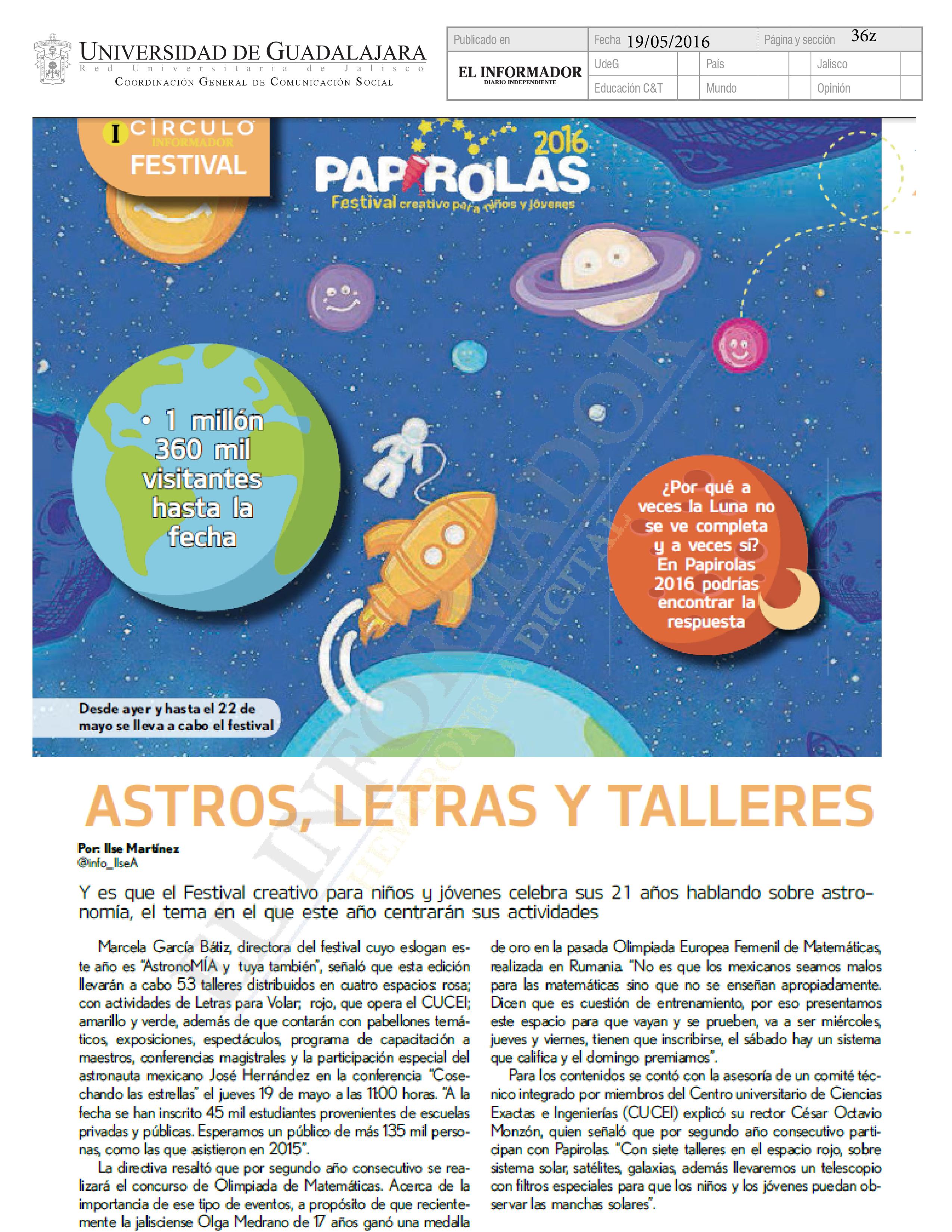 Astros, letras y talleres | Centro Universitario de Ciencias Exactas e ...